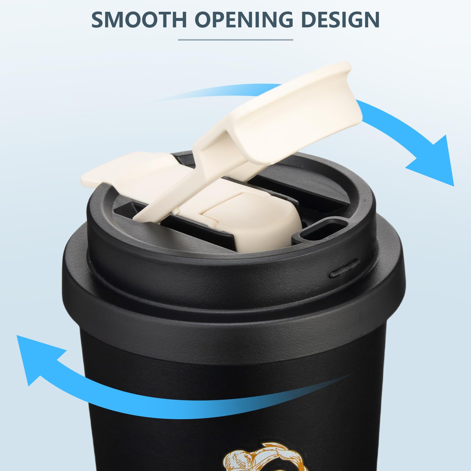 Simcat Coffee Tumblers 316 Ceramic-Lined Insulated Stainless Steel Travel Coffee Mug Leak Proof 17oz Coffee Tumblers with Lid and Straw for Keep Hot/Ice Coffee,Tea (Black)