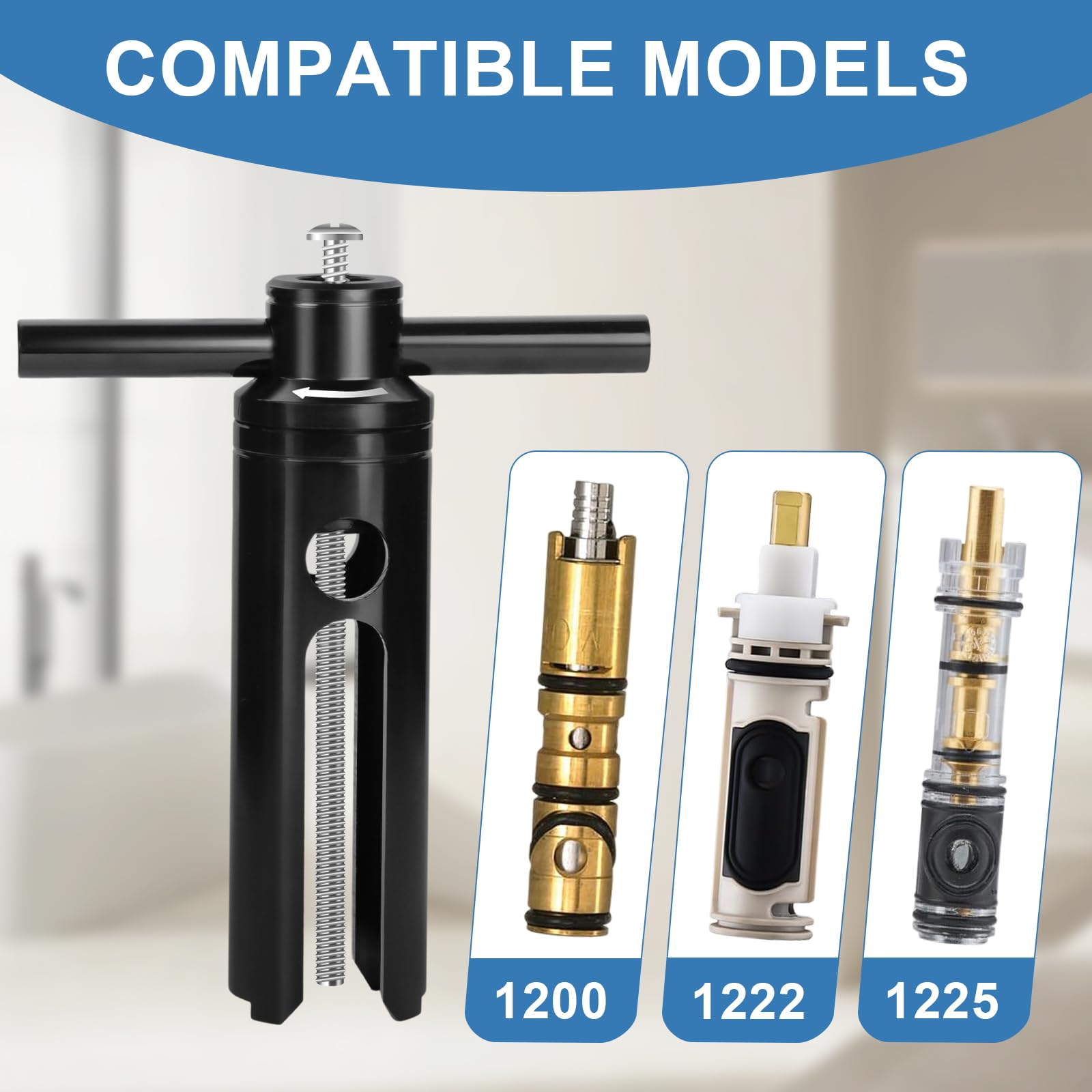 New Upgraded 104421U Cartridge Removal Tool, Cartridge Puller Replacement Compatible with Moen 1200, 1222, 1225 Series Single Handle Posi-Temp Pressure Balanced Tub/Shower Faucet Rough-in Valves