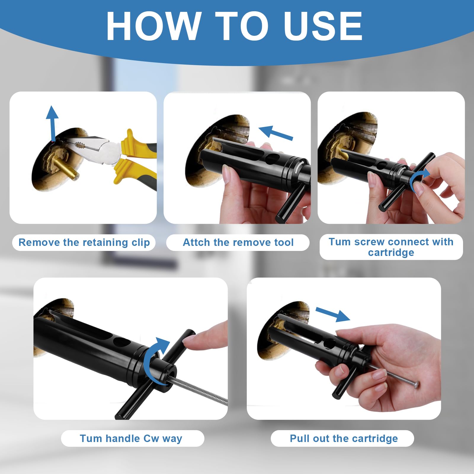 New Upgraded 104421U Cartridge Removal Tool, Cartridge Puller Replacement Compatible with Moen 1200, 1222, 1225 Series Single Handle Posi-Temp Pressure Balanced Tub/Shower Faucet Rough-in Valves