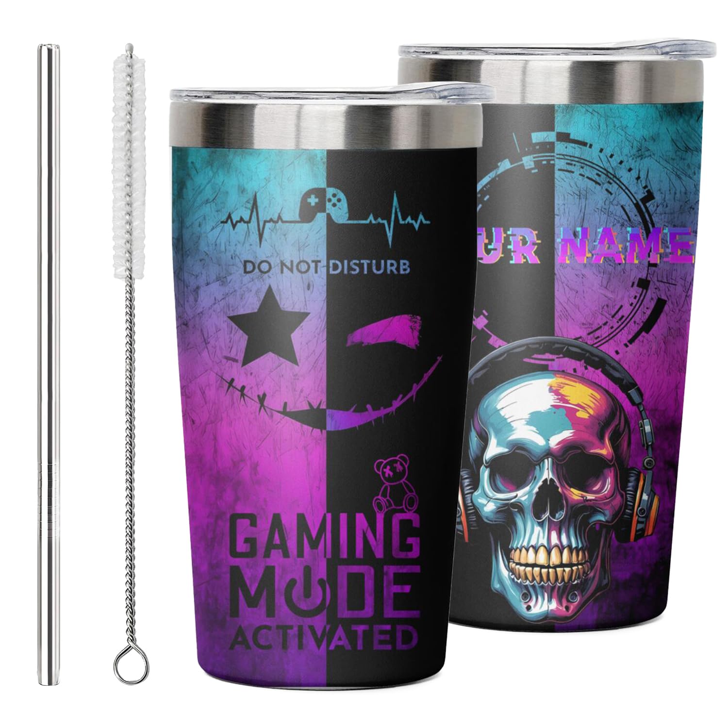 Gaming Gifts Tumbler with Name Personalized Tumbler for Christmas Birthday Valentine Fathers Day Custom Insulated Stainless Steel Tumblers