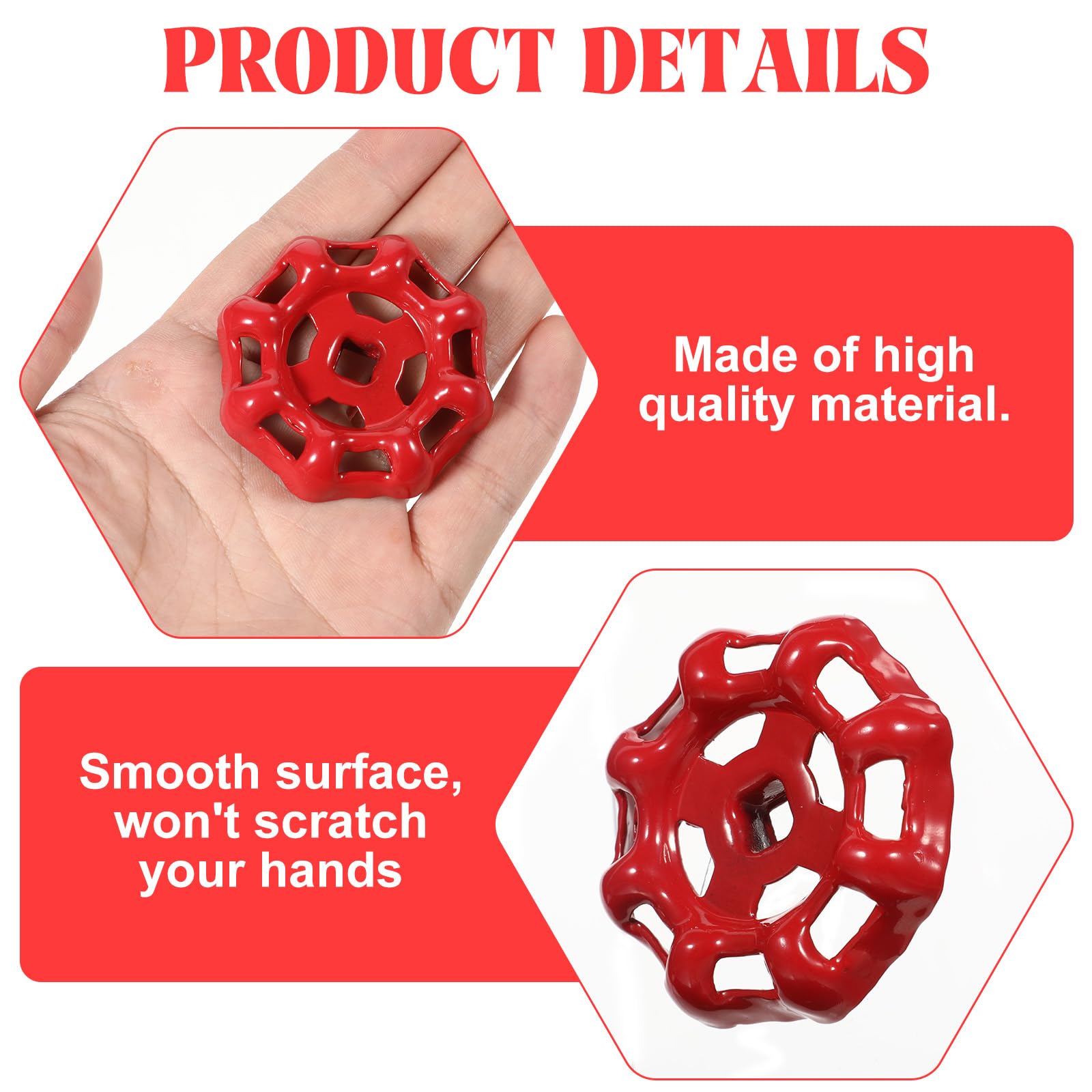 2 PCS Outdoor Faucet Handle, Faucet Valve Replacement Rustproof Water Spigot Handle Water Valve Handle 6x6mm Round Faucet Handle Replacement Red Hose Bib Handle for Outdoor Faucet Replacement Parts