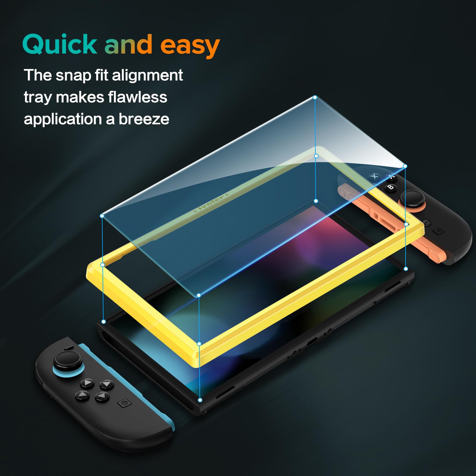 ivoler 4-Pack Screen Protector Tempered Glass for Nintendo Switch 2 [7.9 inch] 2025 with [Alignment Frame] Travel Case Friendly Accessories Transparent Clear Screen Protector for Nintendo Switch 2