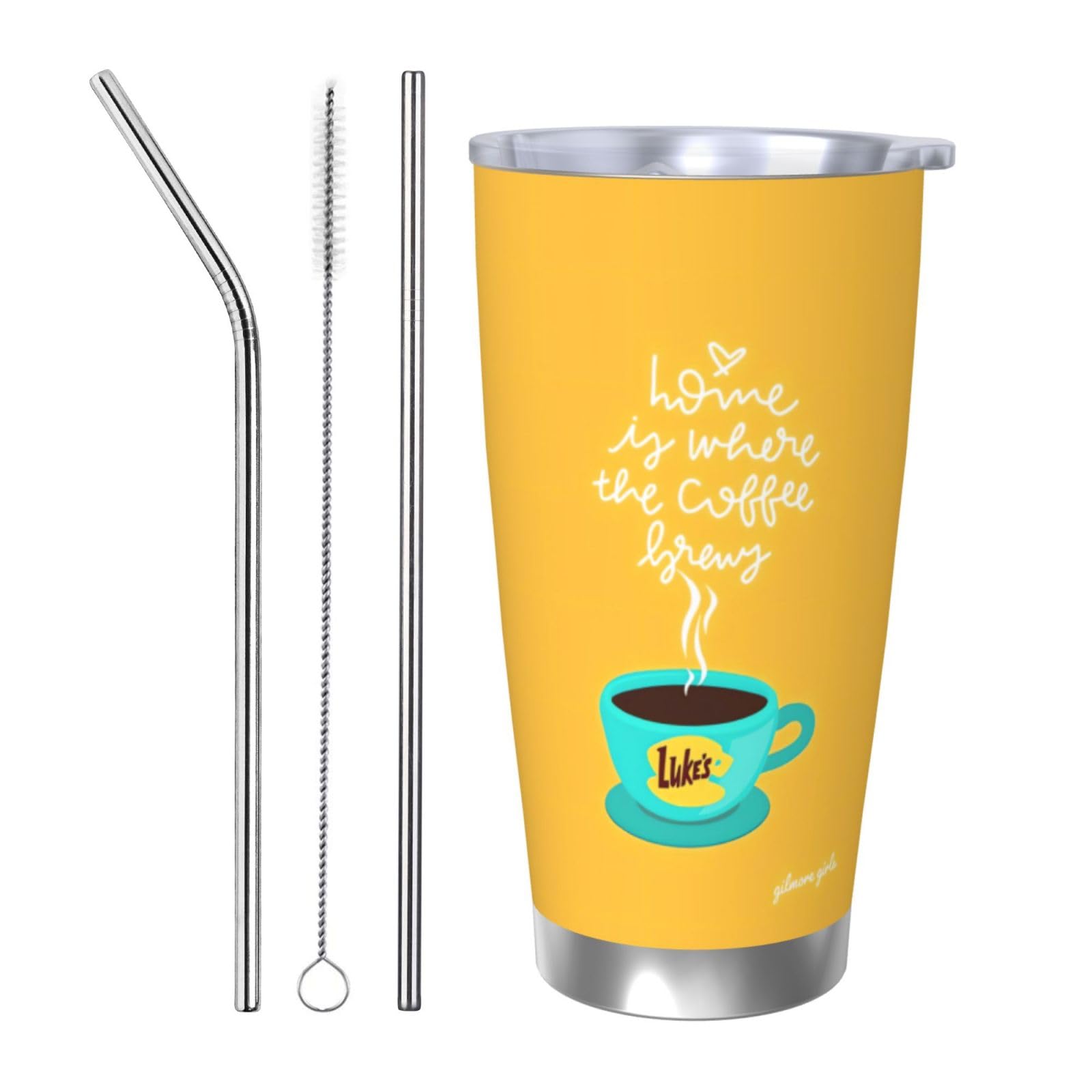 Stainless Steel Insulated Coffee Cup with Lid and Straw, 20 oz Gifts for Mom Girl Daughter Sister Friend Double Walled Stainless Steel Tumbler (silvery-B)