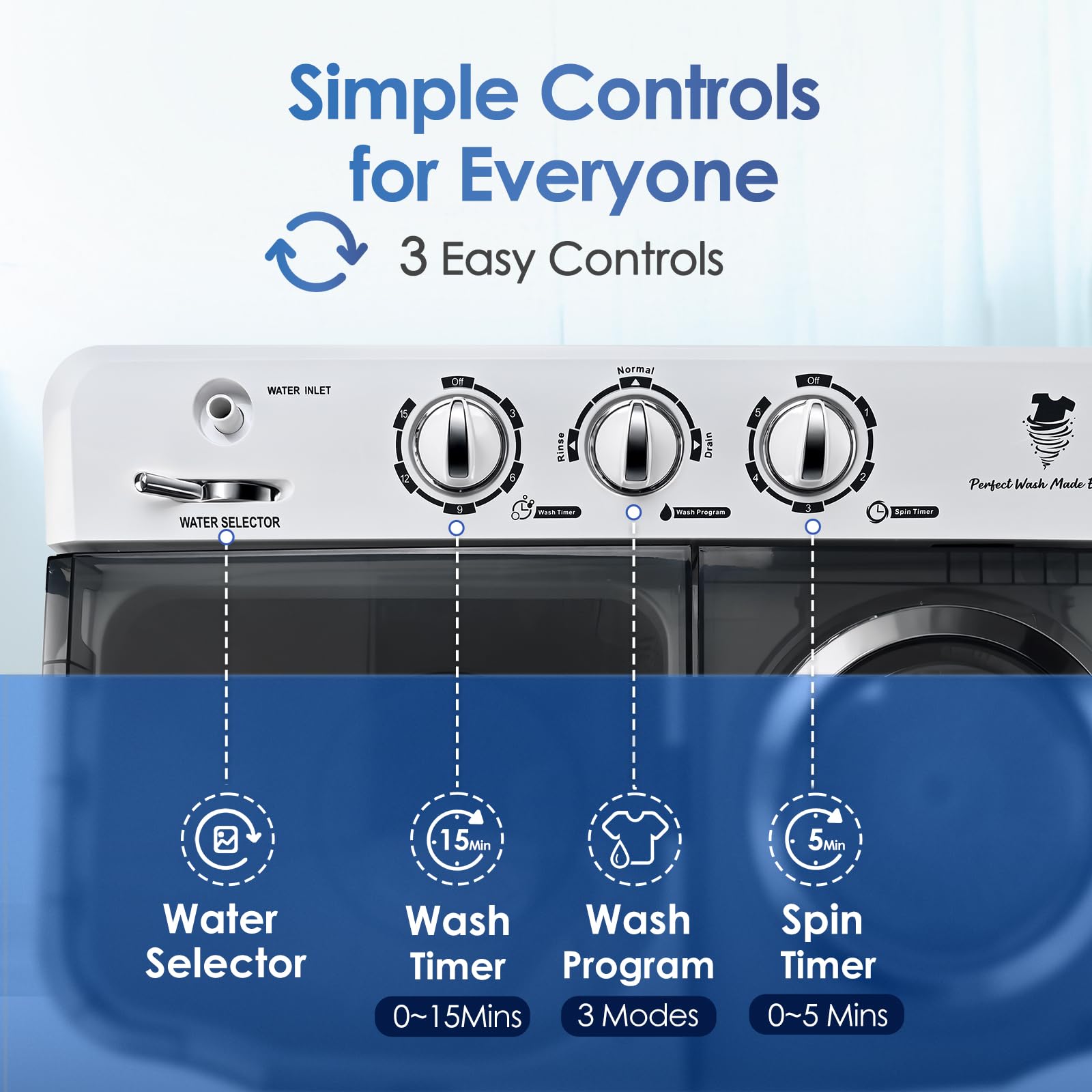 Anypro Portable Clothes Washing Machine, Twin Tub 28 Lbs Capacity Laundry Washer and Dryer Combo 2 In 1 Washer (18 Lbs) & Spinner (10 Lbs) for Apartments, Dorms, RV, Camping