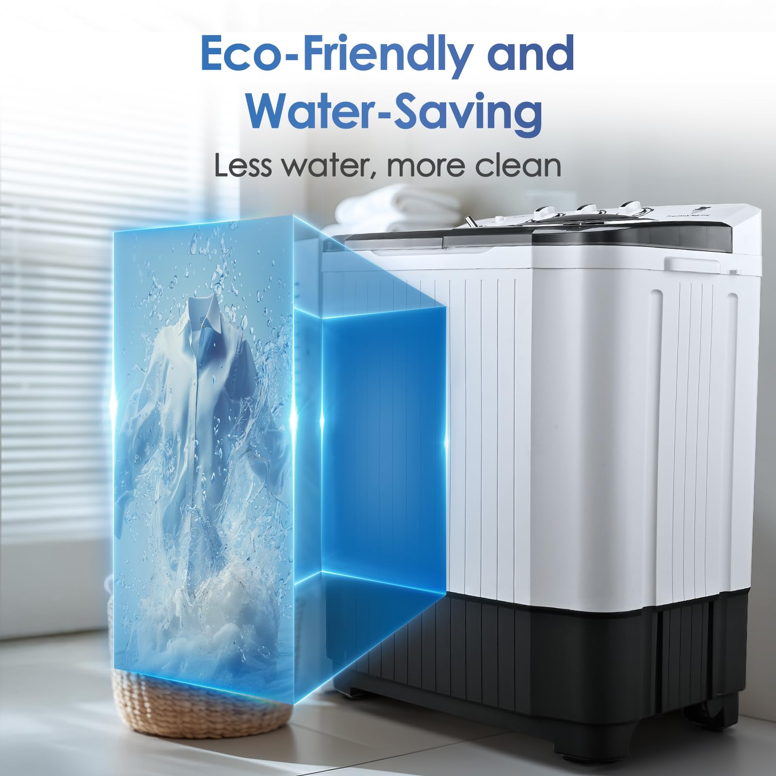 Anypro Portable Clothes Washing Machine, Twin Tub 28 Lbs Capacity Laundry Washer and Dryer Combo 2 In 1 Washer (18 Lbs) & Spinner (10 Lbs) for Apartments, Dorms, RV, Camping