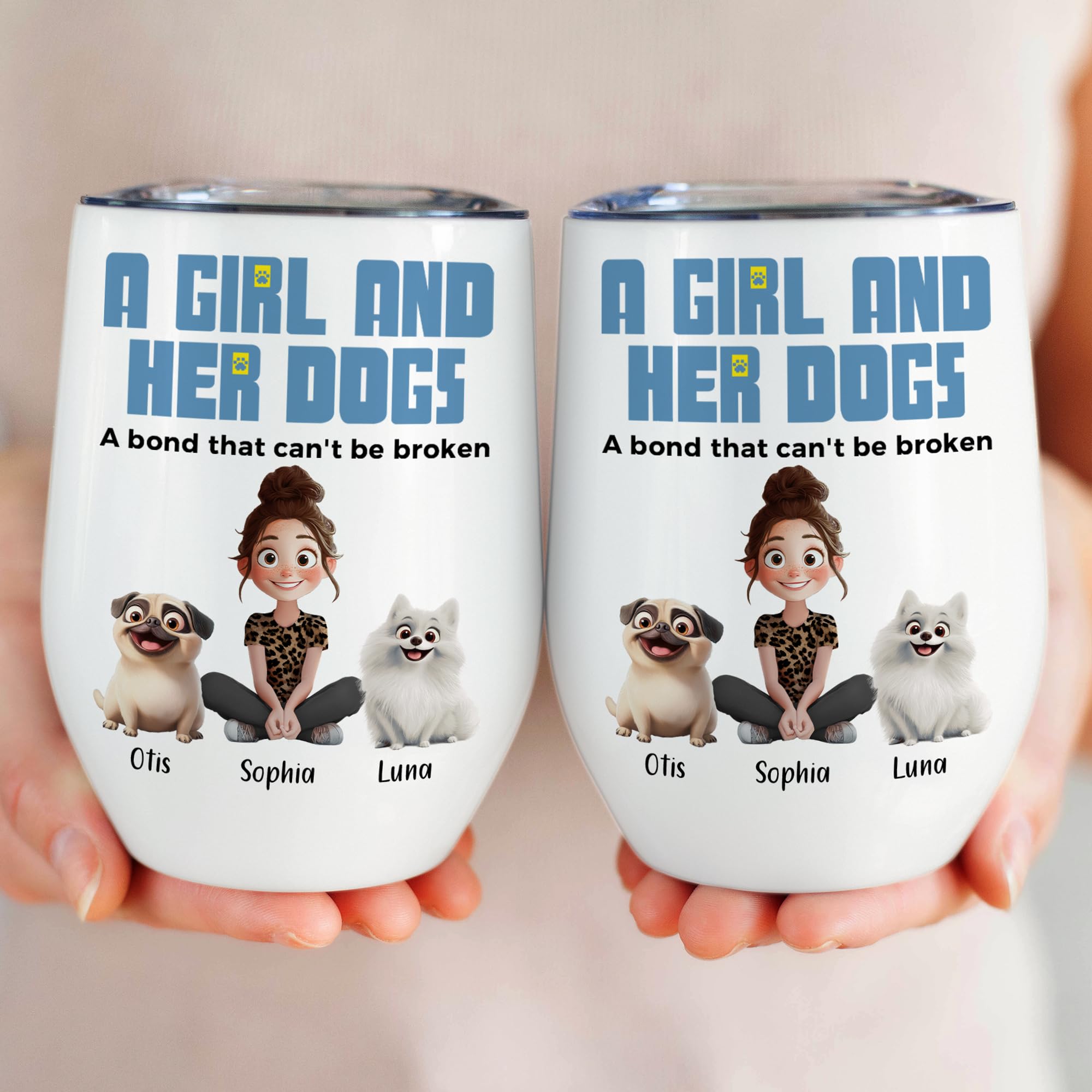 Macorner Personalized Dog Mom Gifts For Women Wine Tumbler, Unbreakable Bond Of A Girl & Her Dogs, Dog Lovers Gifts For Women, Best Gifts For Dog Lover, Dog Mom Gifts, Gifts For Dog Mom