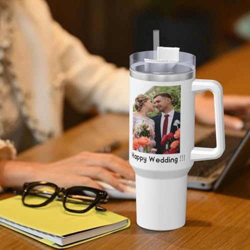 Personalized Tumbler with Name Text, 40oz Personalized Cups with Lids & Straws, Custom Tumblers Personalized Coffee Tumbler Mug Personalized Gifts for Christmas Birthday, Blue Green