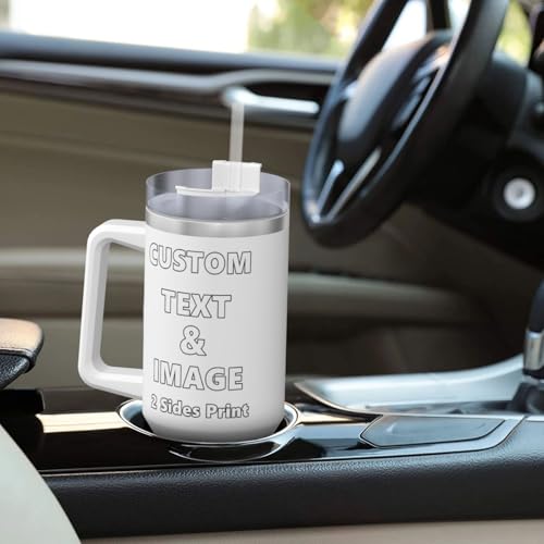 Personalized Tumbler with Name Text, 40oz Personalized Cups with Lids & Straws, Custom Tumblers Personalized Coffee Tumbler Mug Personalized Gifts for Christmas Birthday, Blue Green