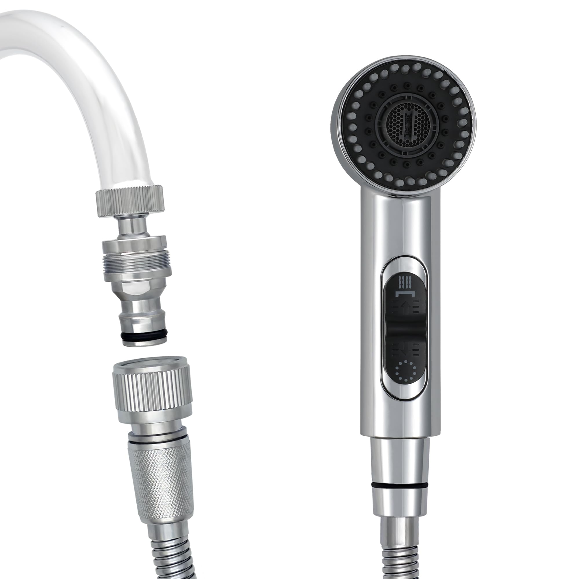 G-Sunny Quick-Connect Sink Faucet Sprayer Kit,Sink Hose Sprayer attachment,Detachable Metal Adapter With Hand Shower,Hair Washing,Pet Dog Rinse,for Bathroom/Kitchen (Three-Function Sprayer)