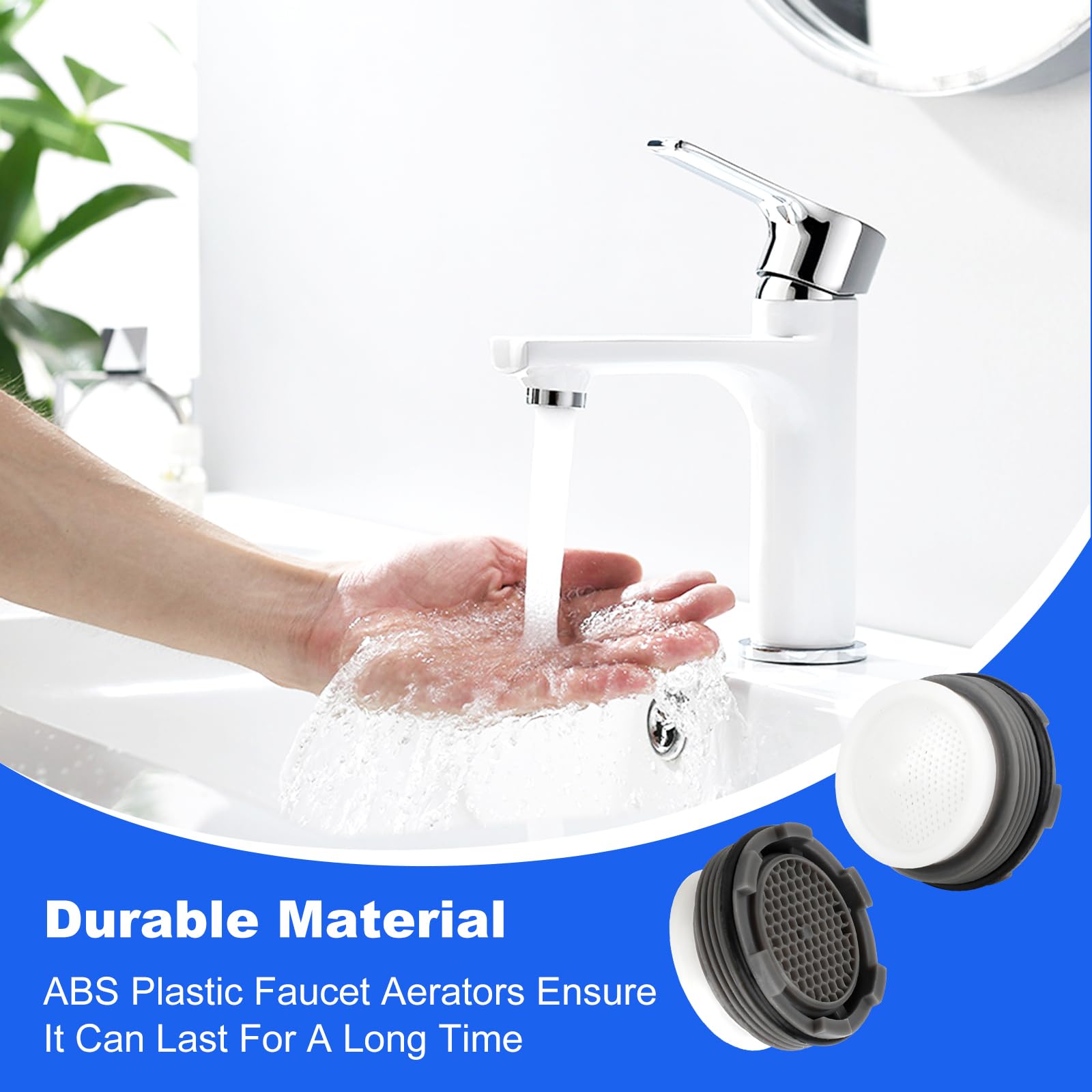 24 PCS Faucet Aerator with 4 PCS Faucet Aerator Key, M16.5 18.5 21.5 24mm Faucet Aerator Removal Tool, ABS Plastic Aerator for Sink Faucet, Faucet Aerator Replacement for Bathroom or Kitchen