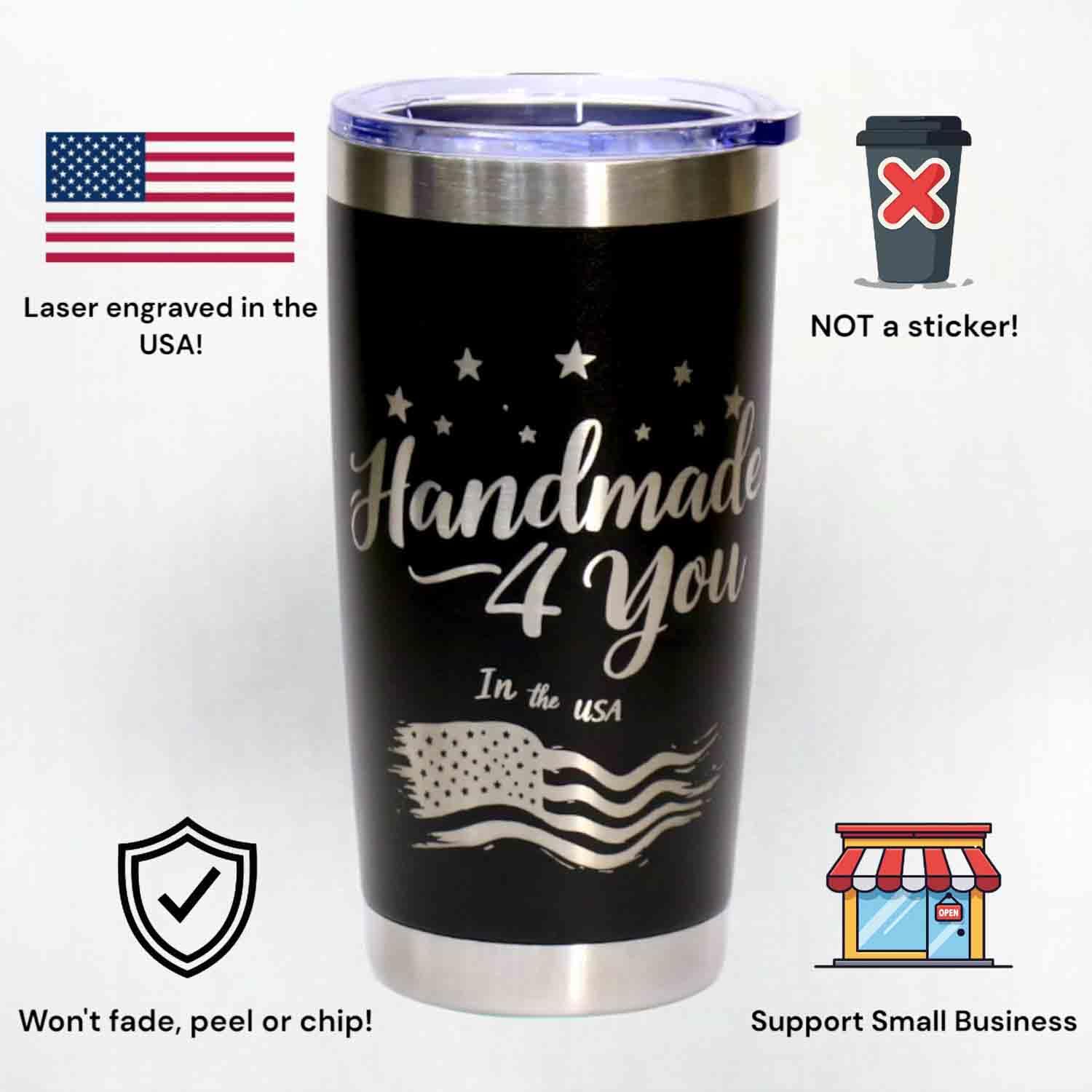 Made4You, 'Life Is Better With A Cat', Laser Engraved Stainless Steel Tumbler, 20 Oz., Cat Theme Gift, Black Color, Gift for Cat Lovers, Cat Owners