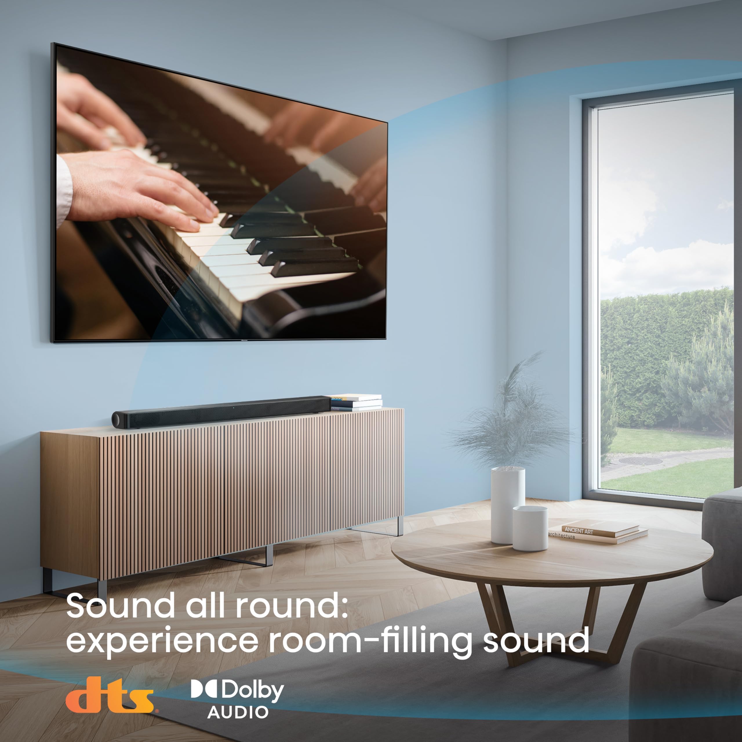 Hisense HS205G 2.0Ch Sound Bar, 120W, DTS Virtual: X, Dolby Audio, HDMI/ARC/Optical/USB, Bluetooth, Roku TV Ready, Black (HS205G, 2024 Model) (Renewed)