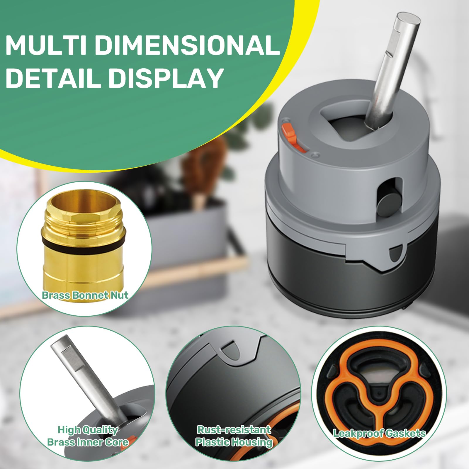 RP50587 Cartridge Replacement for Delta Single Handle Lavatory and Kitchen Faucets with DIAMOND Seal Technology (36mm Motion Cartridge), Includes RP51503 Bonnet Nut and Wrench.