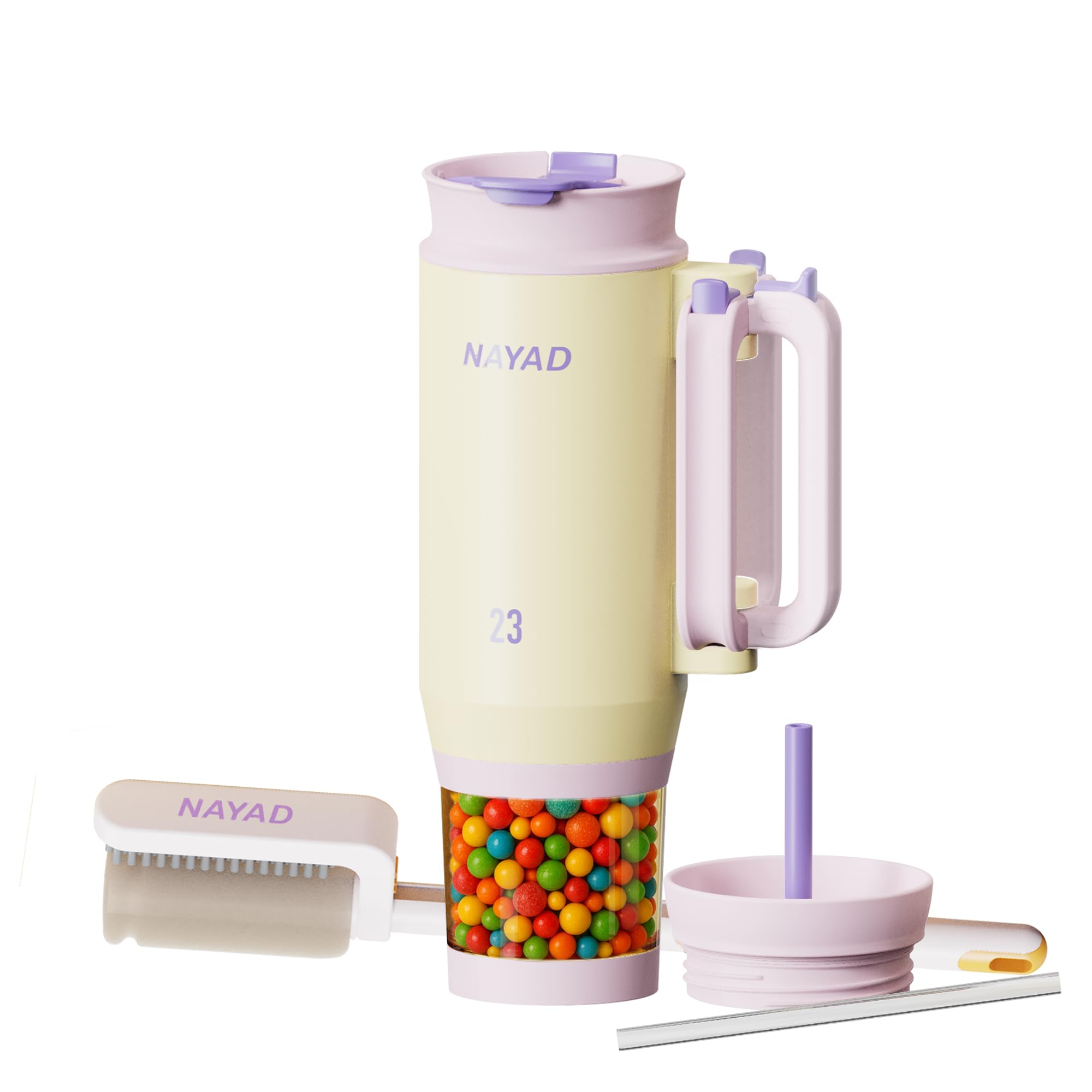 NAYAD22 oz Kids Tumbler with Handle and Straw & 10oz Snack Container - Insulated Kids Water Bottle with Foldable Handle, Dual Lids(Leakproof Flip +Silicone Straw Lid) for Travel, Gym& Daily Use