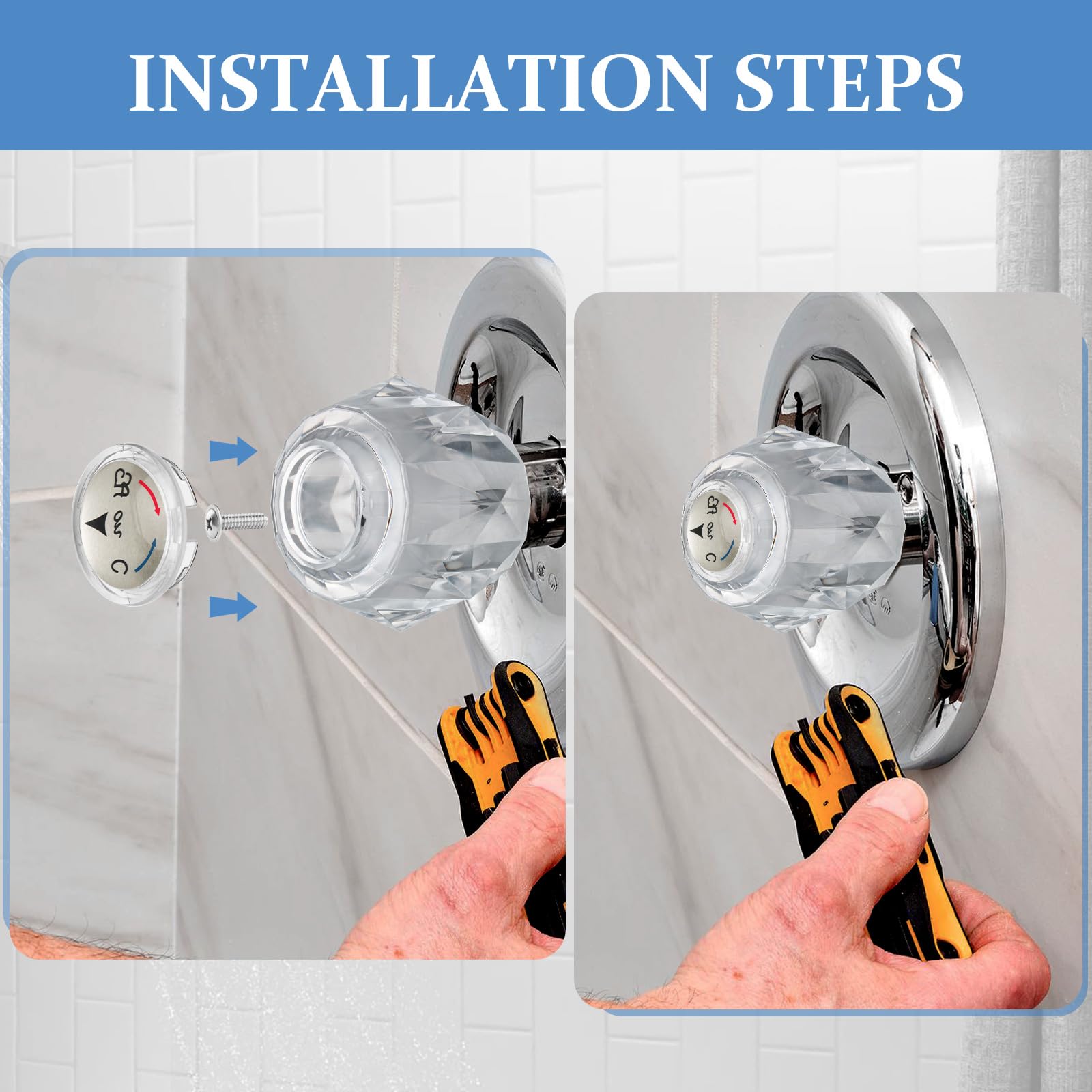 RP2391 Single Shower Knob Replacement for Delta Faucet, Single Clear Knob Handle Kit with Set Screw and Button Fit for Delta 600 Series Tub/Shower Faucet