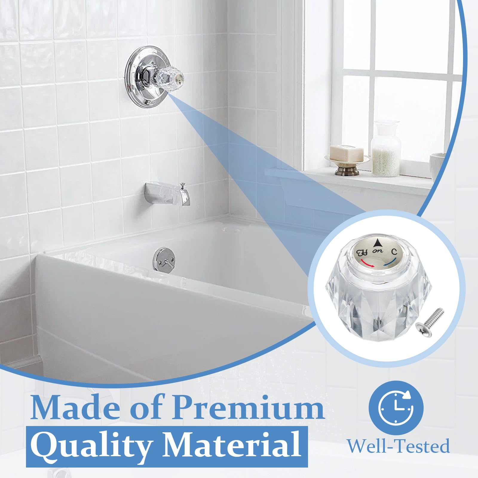 RP2391 Single Shower Knob Replacement for Delta Faucet, Single Clear Knob Handle Kit with Set Screw and Button Fit for Delta 600 Series Tub/Shower Faucet