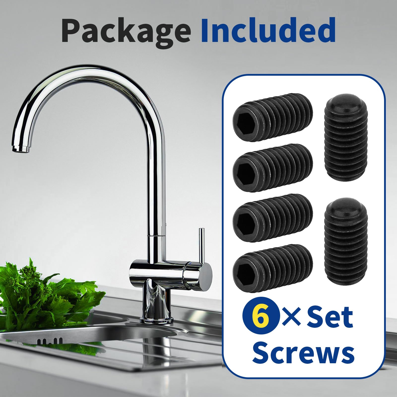 155023 Screw kit Compatible with Moen, 6 Pieces Set Screws Replacement Kits for Moen Kitchen Faucet, Black
