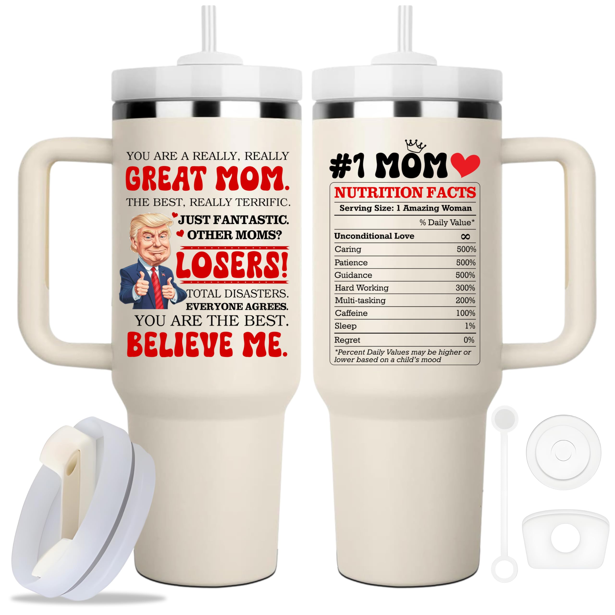 You Are A Really Really Great Mom, Gifts for Mother from Daughter Son Husband, Funny Mom Tumbler with Handle 40oz, New Mommy Gifts for Women, Best Moms Gift for Birthday Mothers Day
