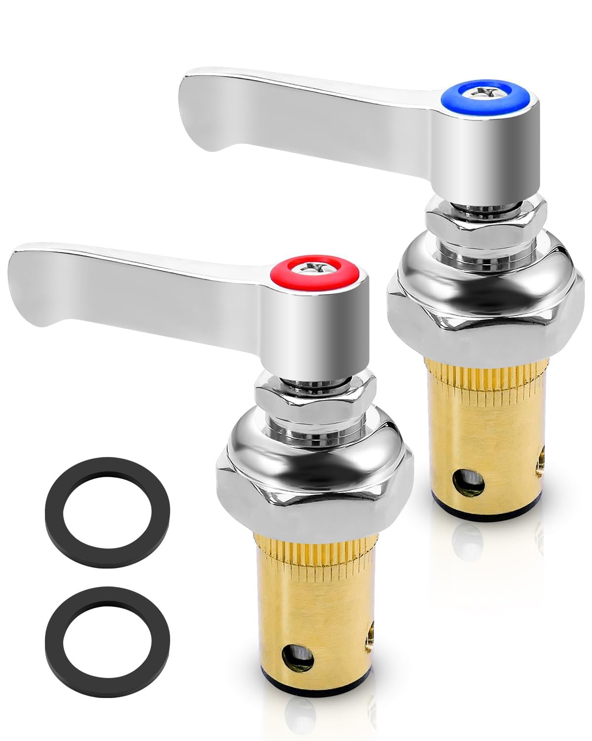 Handle Stem Assembly Fit for all T&S brass Faucets, Blue Cold and Red Hot Side Spindle Assembly Valve Replacement Part Replaces 002713-40 002714-40