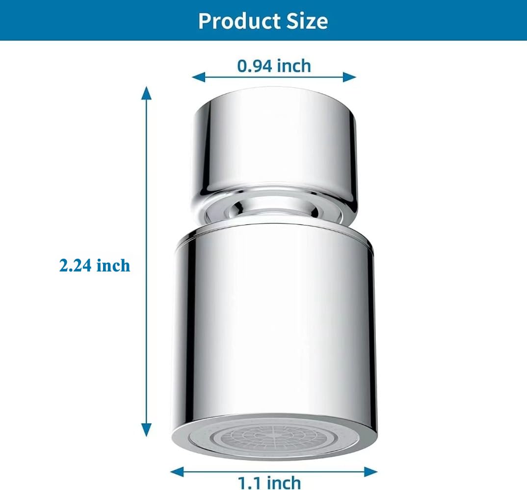 Faucet Aerator, Swivel Faucet Aerator,360°Twist Kitchen Sink Aerator, Sink Sprayer Attachment, Faucet Replacement Part 55/64'' Female Thread, Chrome