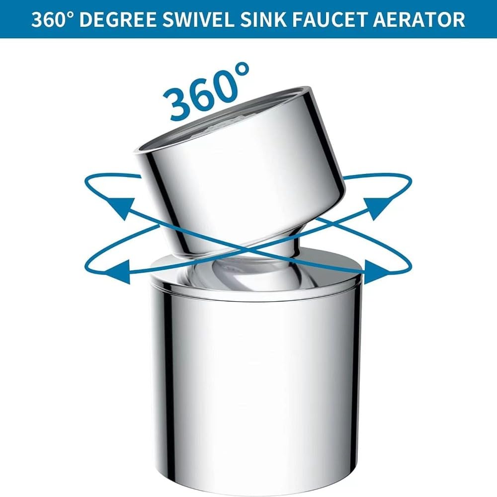 Faucet Aerator, Swivel Faucet Aerator,360°Twist Kitchen Sink Aerator, Sink Sprayer Attachment, Faucet Replacement Part 55/64'' Female Thread, Chrome