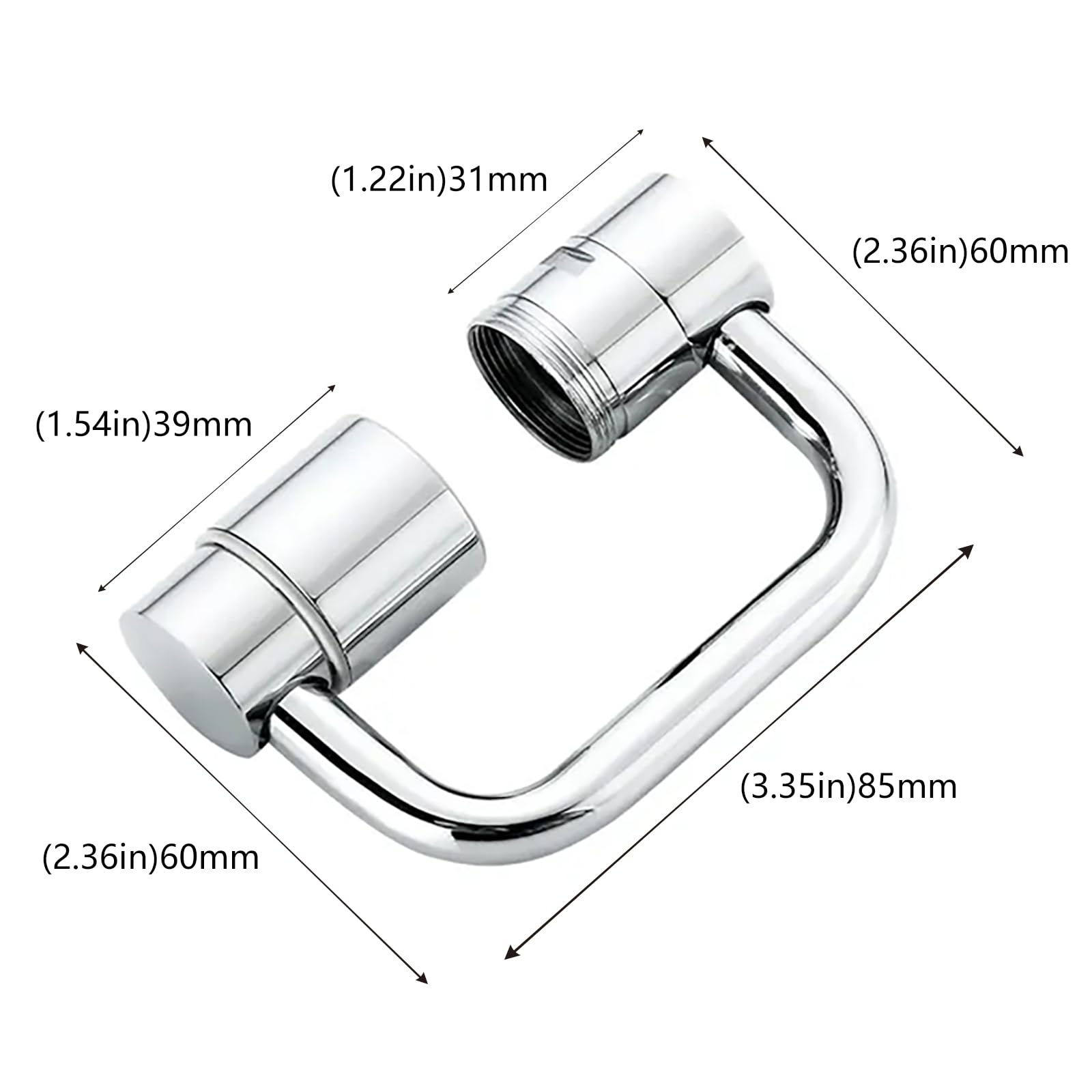 360° Swivel Kitchen Faucet Extender in Brass - 2 Spray Modes, Splash-Free Design for Bathroom & Kitchen Sink Faucets - Gold & Black Finish (Silvery)