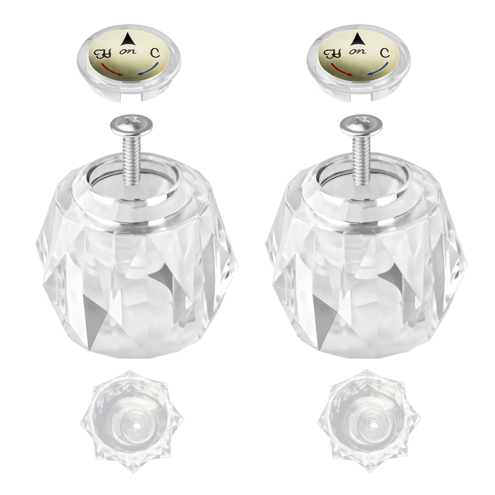 2Pcs Faucet Handle for Delta RP2391 - Single Clear Knob Handle Kit with Offset Hole for Shower/Tub, 2-1/2" x 2-1/8" Shower Knob Replacement for Delta Faucet RP2391 with Set Screw