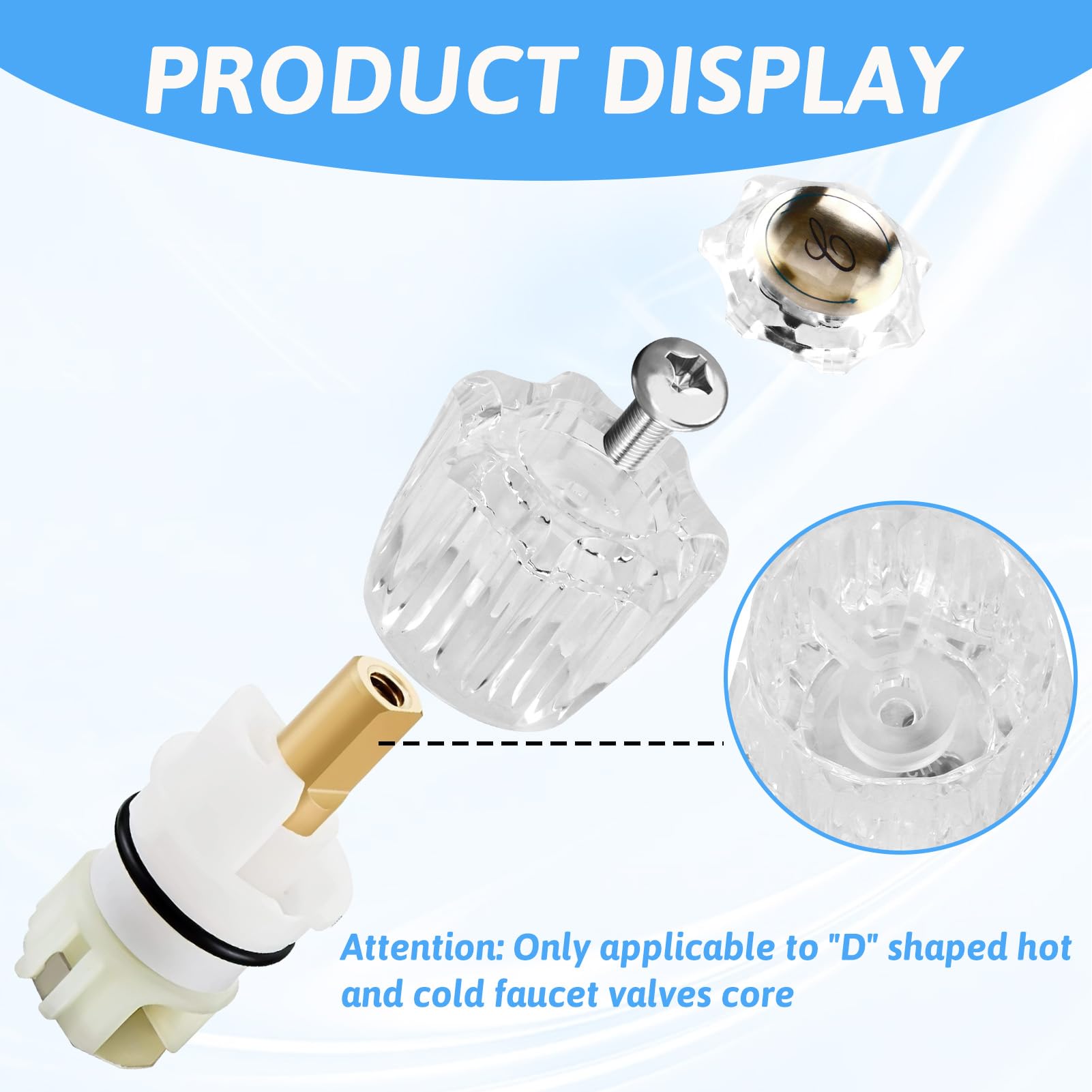 2PCS Faucet Handles Bathroom Sink Faucet Knobs Replacement Bathtub Hot and Cold Faucet Handle Faucet Rebuild Trim Kit in Clear Acrylic Compatible with Delta/LDR/Delex/Peerless MP54260 Faucets