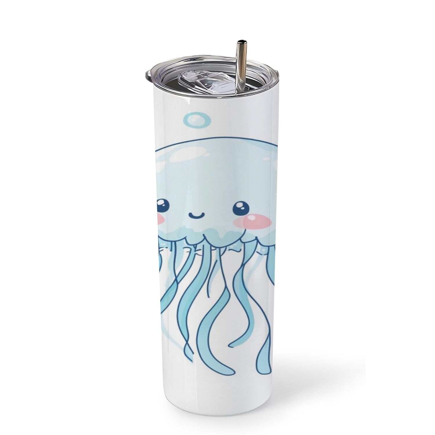Tumbler with Lid and Straw Cute Blue Jellyfish thermos coffee travel mugcute cups 20 oz insulated tumbler for Daily Holiday Decor Gift coffee cup