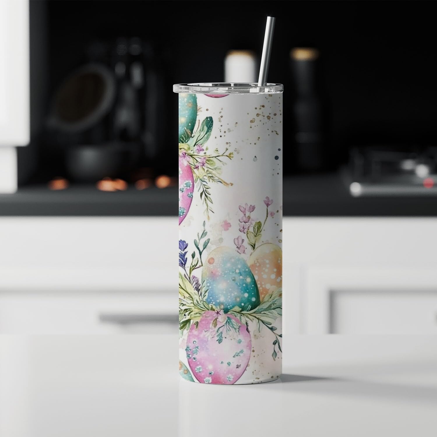 Tumbler with Lid and Straw Easter Egg Thermos Coffee Travel Mug Cute Cups 20 oz Insulated Tumbler for Daily Holiday Decor Gift Coffee Cup