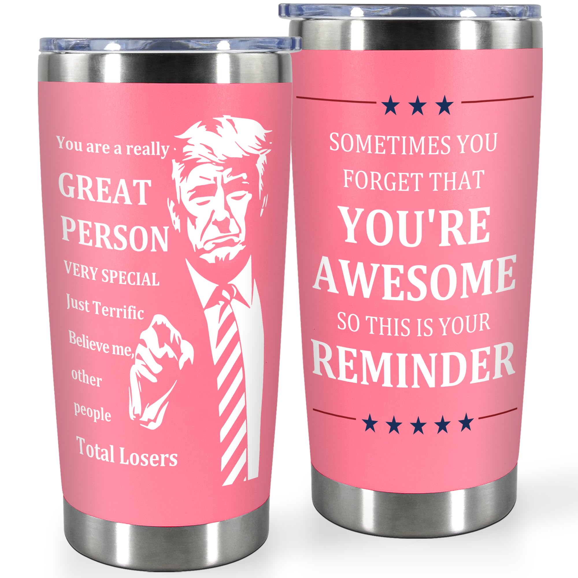 20oz Travel Coffee Mug, Sometimes You Forget You Are Awesome Coffee Tumbler, Thank You Gifts for Men Women, Inspirational Gifts, Stainless Steel Tumbler with Lid and Straw, 20 Oz Tumbler, Pink