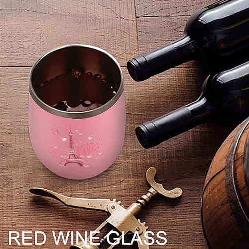 Paris France Eiffel Tower Souvenir Insulated Wine Tumbler with Lid Stainless Steel Travel Mug Coffee Cup for Cold & Hot Drinks