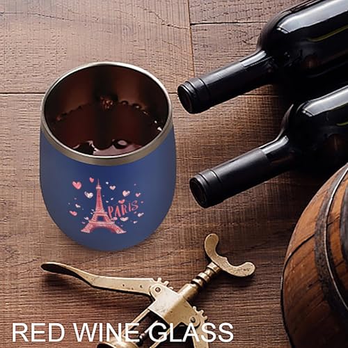 Paris France Eiffel Tower Souvenir Insulated Wine Tumbler with Lid Stainless Steel Travel Mug Coffee Cup for Cold & Hot Drinks