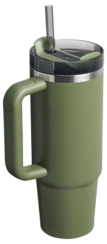 Stanley Quencher H2.0 Tumbler with Handle and Straw 30 oz | Flowstate 3-Position Lid | Cup Holder Compatible for Travel | Insulated Stainless Steel Cup | BPA-Free | Dried Pine