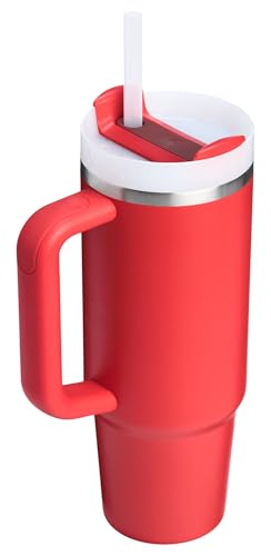 Stanley Quencher H2.0 Tumbler with Handle and Straw 30 oz | Flowstate 3-Position Lid | Cup Holder Compatible for Travel | Insulated Stainless Steel Cup | BPA-Free | Chili Red
