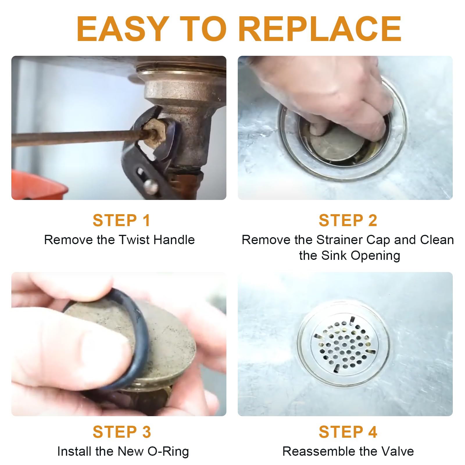 Plunger O-Ring Gasket Compatible with T&S Brass 010389-45, Twist Waste Drain Valve Stopper O-Ring for 3-Tier Sink Drains, Sink Drain O-Ring Prevents Leaks and Keeps Kitchen Sink Running Smoothly-4 pcs
