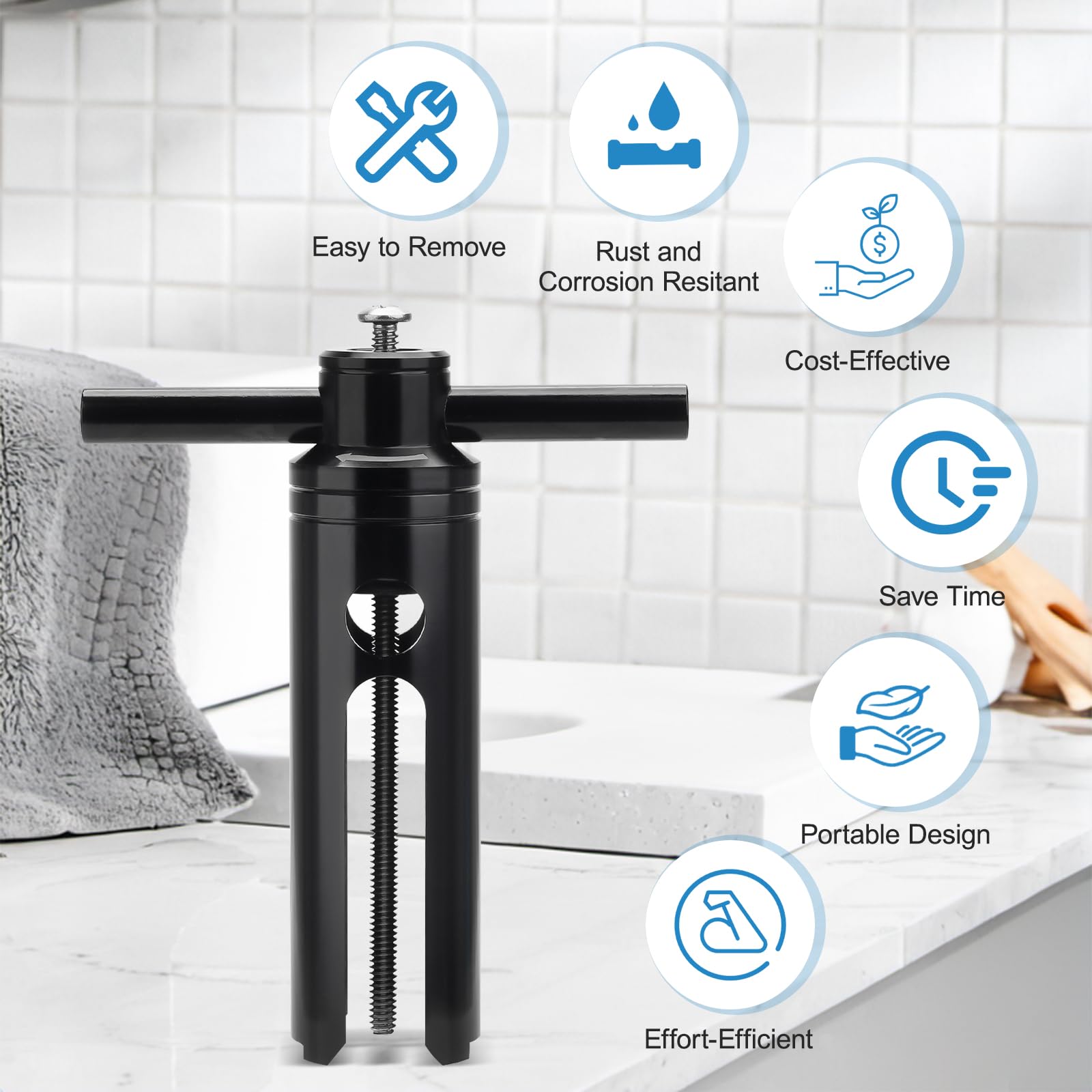 YIBEICO 104421-U Cartridge Removal Tool, Cartridge Extraction Tool Compatible with Moen 1200, 1222, & 1225 Single Handle Cartridges, Shower Plumbing Tool for Moen Posi-Temp Valve