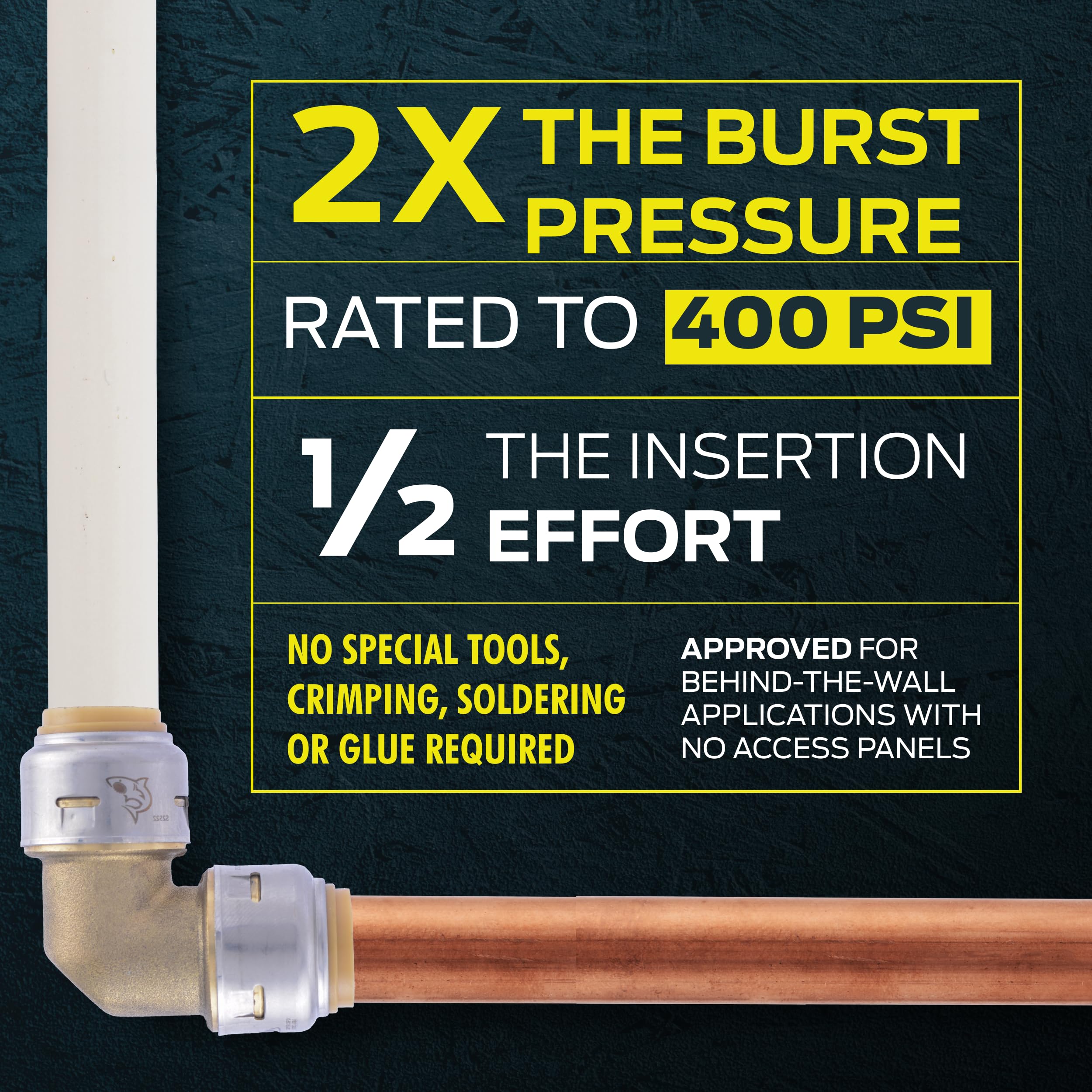 SharkBite Max 30 Inch Stainless Steel Braided Faucet Connector with 1/2 Inch Straight Stop Valve, 1/2 Inch FIP Faucet Connection, PEX Pipe, Copper, CPVC, PE-RT, HDPE, UR24687