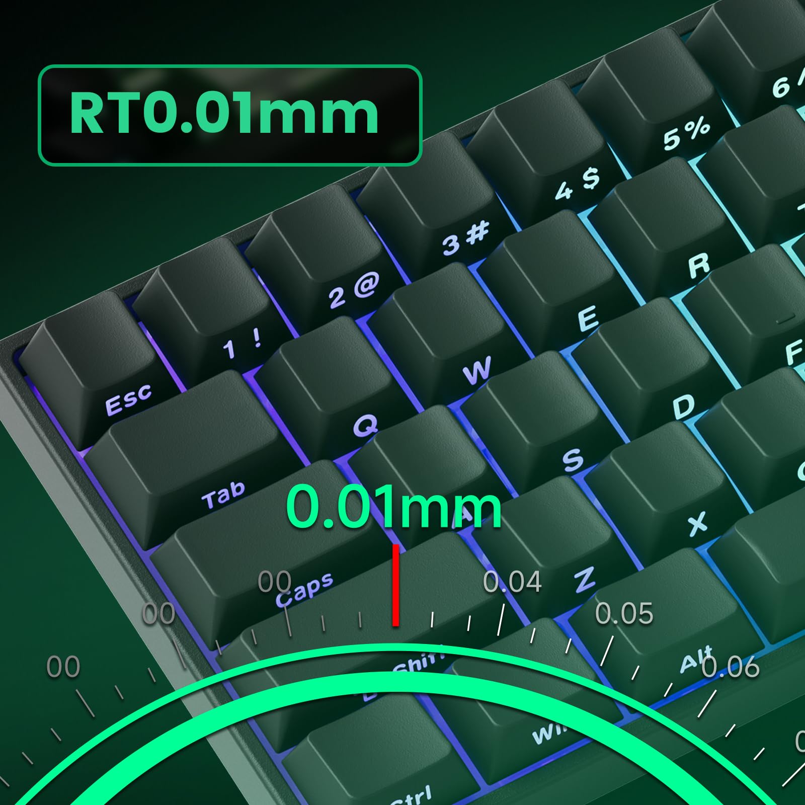 MONSGEEK FUN60 Pro Rapid Trigger Gaming Keyboard 8k SP Magnetic Switch HE Keyboard Wired 60% Black Shine-Through (Glare Magnetic Switch)