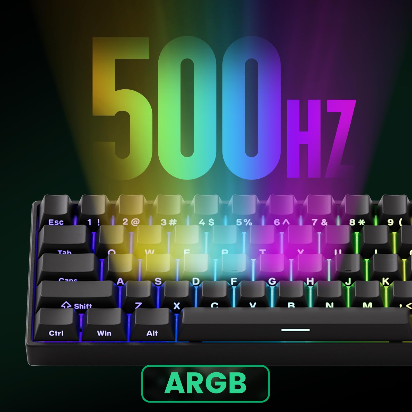 MONSGEEK FUN60 Pro Rapid Trigger Gaming Keyboard 8k SP Magnetic Switch HE Keyboard Wired 60% Black Shine-Through (Glare Magnetic Switch)