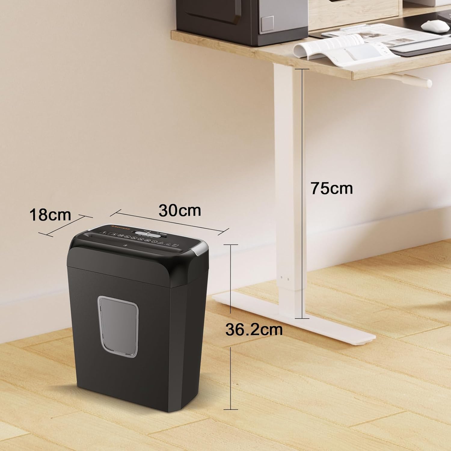 Bonsaii Paper Shredder for Home Use, 6 Sheet Crosscut Paper Credit Cards, Staples, and Clips Shredder for Home Office Use, Portable Handle Design, 3.4 Gal Wastebasket (C237-B Upgrade Version)