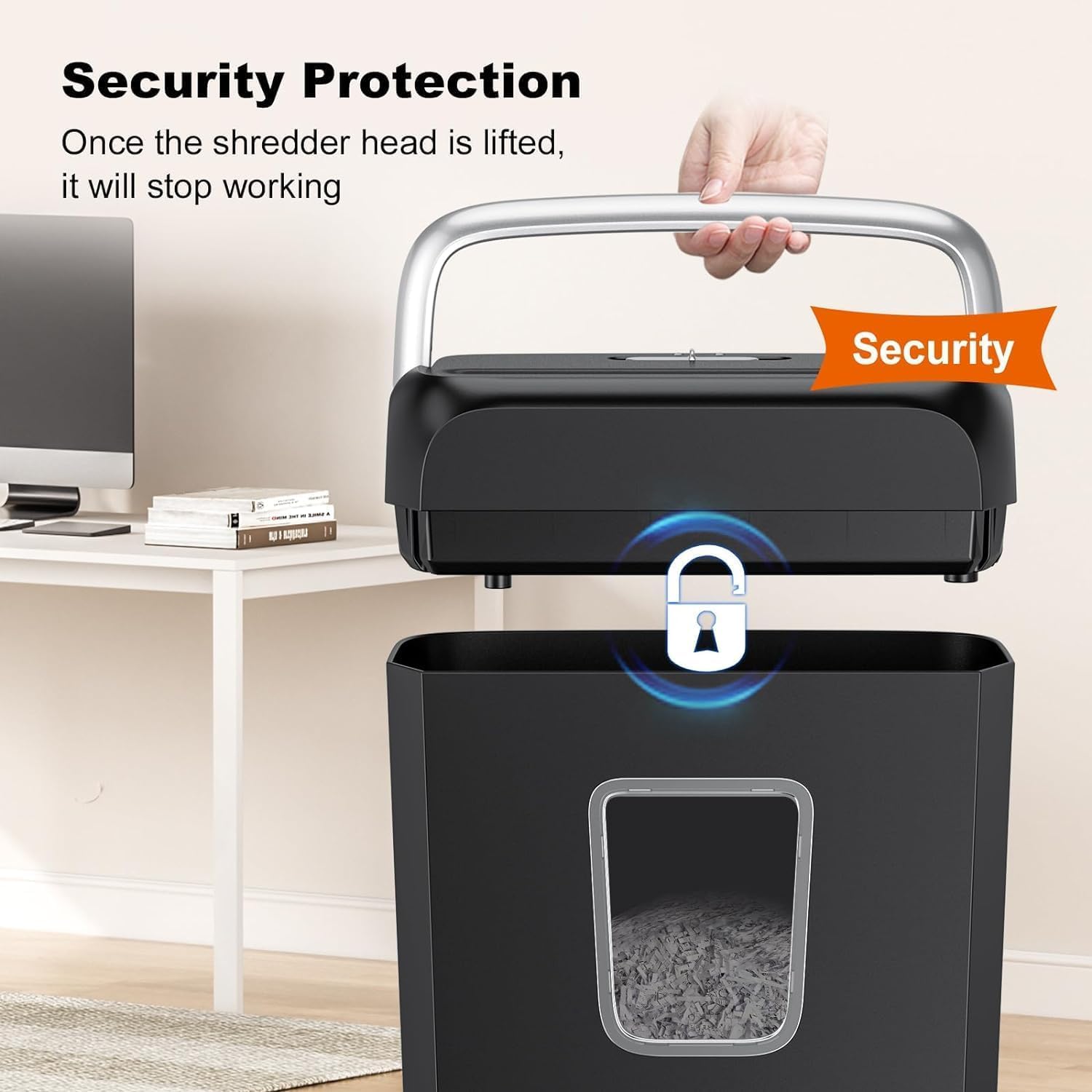 Bonsaii Paper Shredder for Home Use, 6 Sheet Crosscut Paper Credit Cards, Staples, and Clips Shredder for Home Office Use, Portable Handle Design, 3.4 Gal Wastebasket (C237-B Upgrade Version)