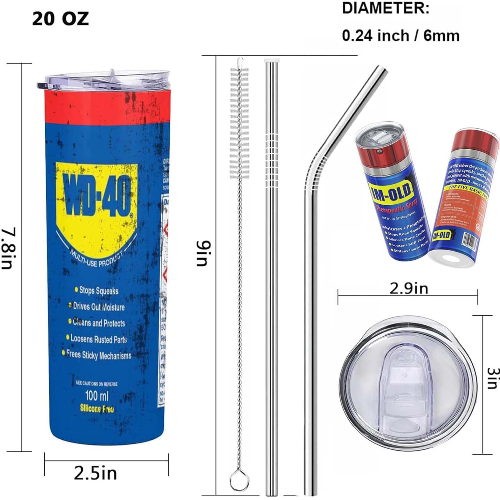 WD40 Dirty Pattern Thermos Cup,Funny Oil Fuel Filter Dirty Pattern 20oz Cup,Insulated Stainless Steel Tumbler With Lid SM40