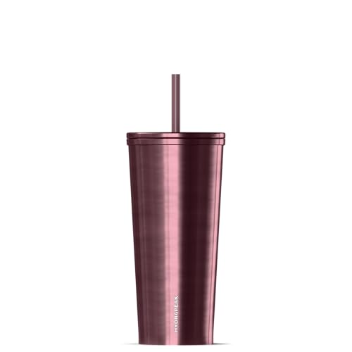 Hydrapeak Journey 25 oz Insulated Tumbler with Lid and Straw, Iced Coffee Cup, Reusable Stainless Steel Water Bottle Travel Mug, Gifts for Women Men, Rose Metalic