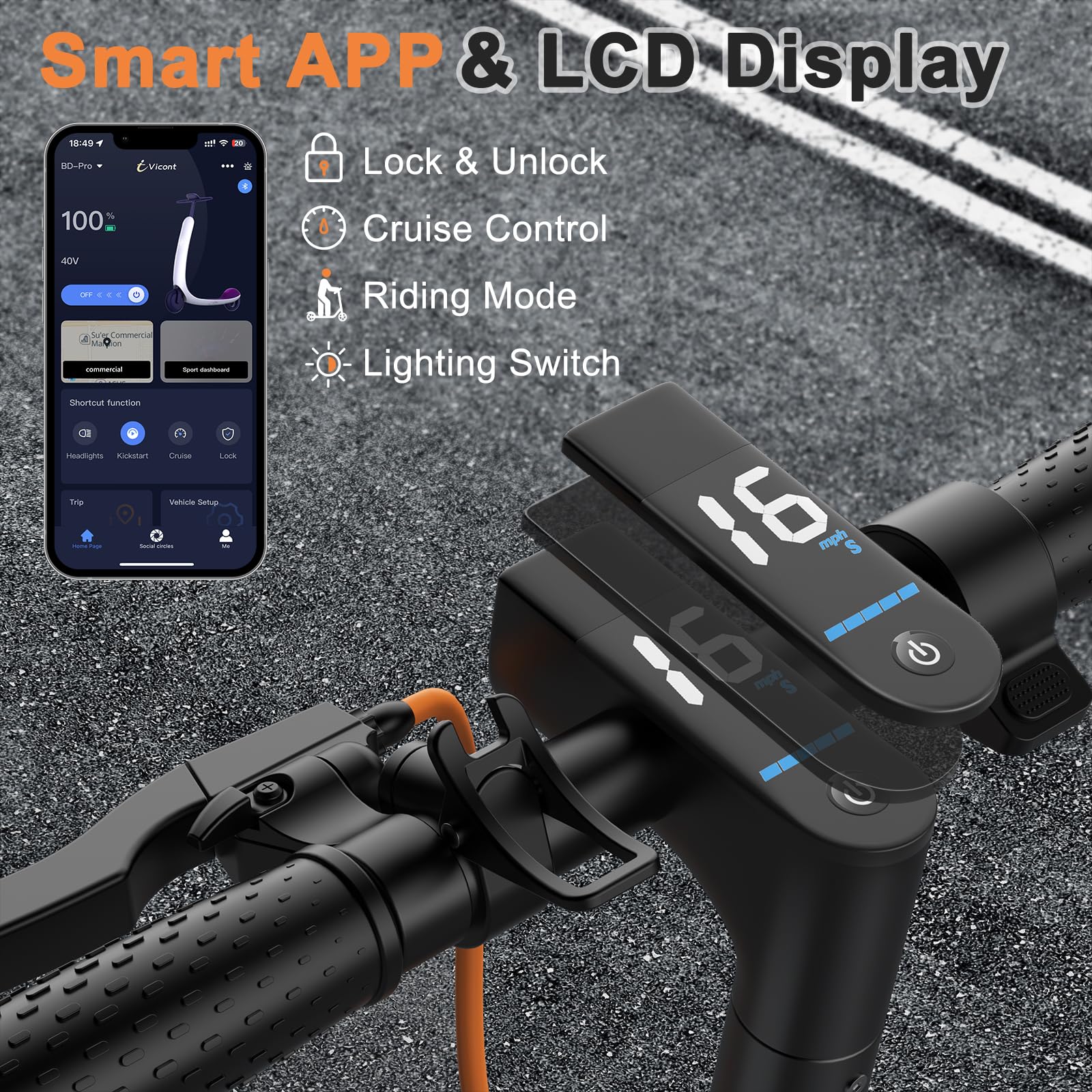 VOLPAM Electric Scooter, Powerful 350W/500W Motor, Max 12/19/28Miles Long Range, Top Speed 16/19/21 MPH, 8.5" /10'' Tires, E Scooter for Adults (8.5''-12Miles-350W)