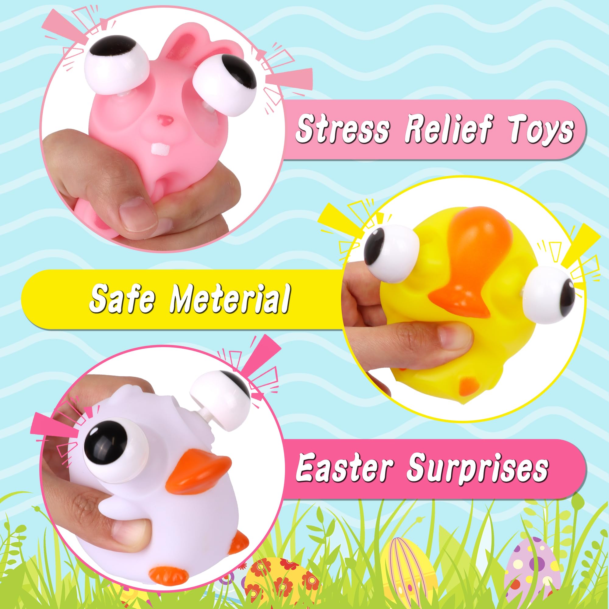 6 Pack Jumbo Golden Easter Eggs Fillers Eye-pop Fidget Toys, Easter Basket Stuffers Animals Easter Eggs with Toys Inside, Large Surprise Gold Egg for Kids Boys Girls Toddlers Easter Hunts Party Favors