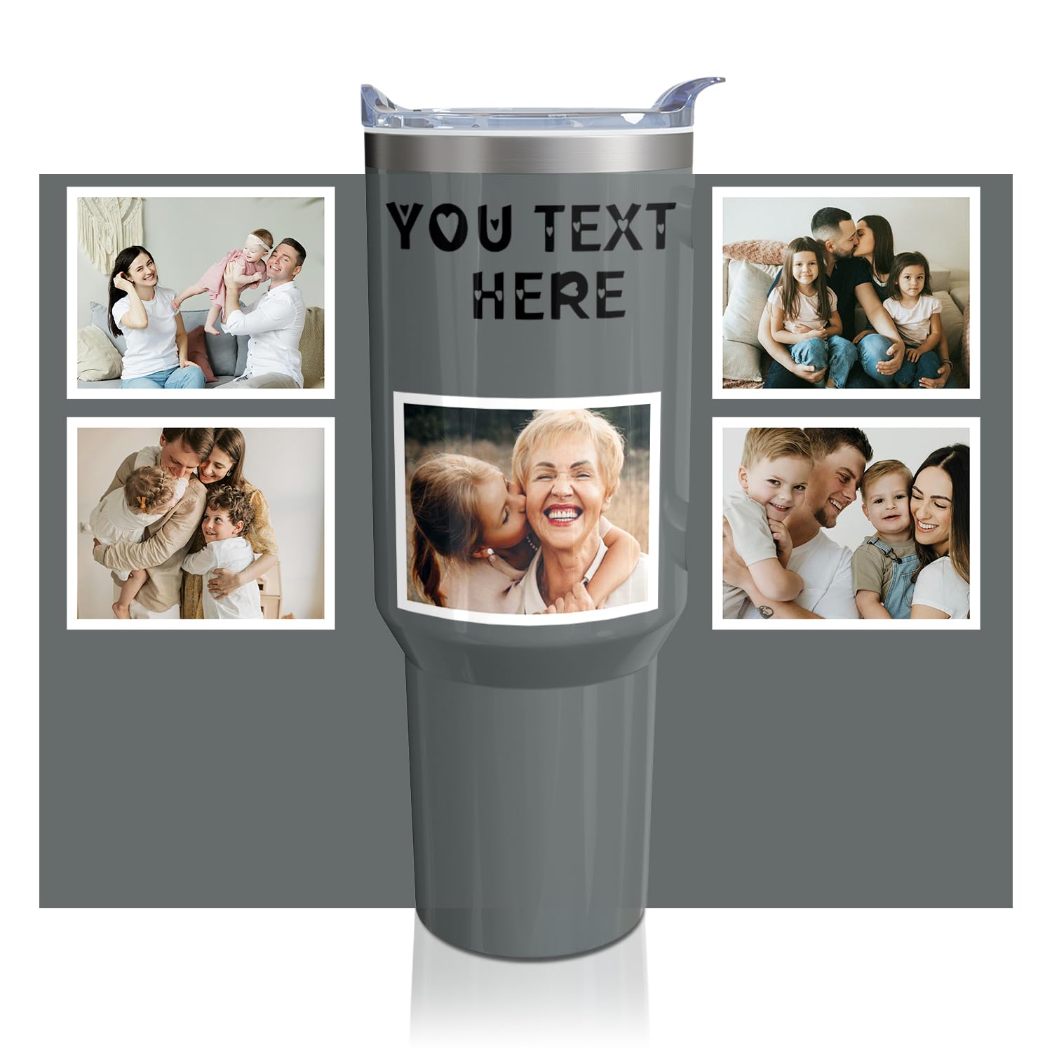 Personalized Gifts 40 Oz Tumbler with Handle and Straw, Custom Tumbler with Add Name, Photo, or Logo, Stainless Steel Double Walled Vacuum Insulated Cup, Customized Photo Gifts for Women Men