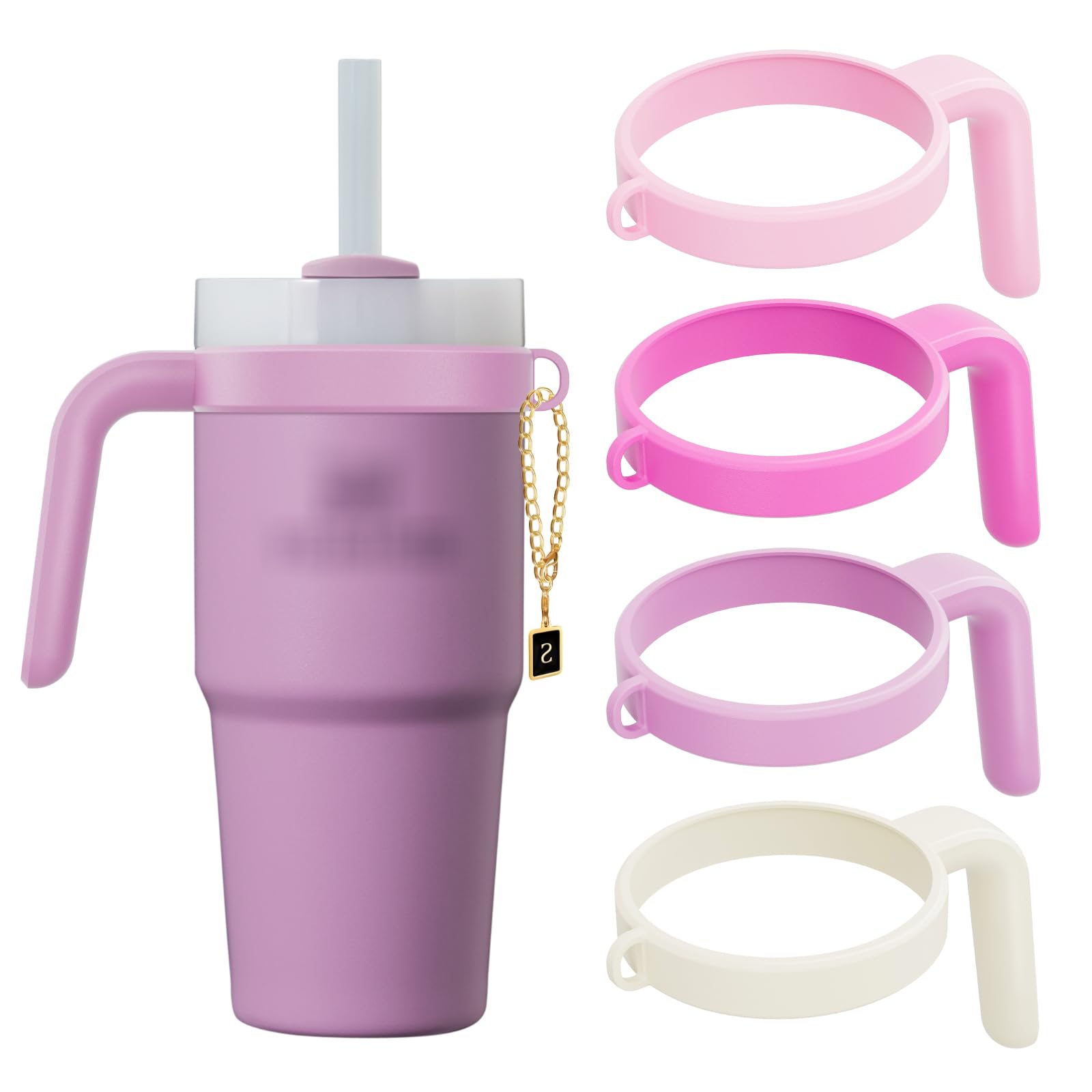 Handle For Stanley 14oz Cup Quencher H2.0 FlowState Tumbler, Tumbler Handle with Accessory Hanging Hole for Nametags and Accessories, Stanley Cup Accessories 14 oz, Stanley Tumbler Handle Attachment