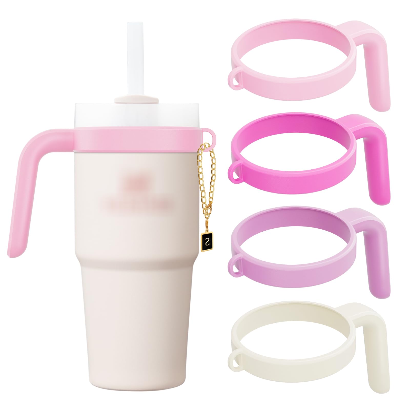 Handle For Stanley 14oz Cup Quencher H2.0 FlowState Tumbler, Tumbler Handle with Accessory Hanging Hole for Nametags and Accessories, Stanley Cup Accessories 14 oz, Stanley Tumbler Handle Attachment