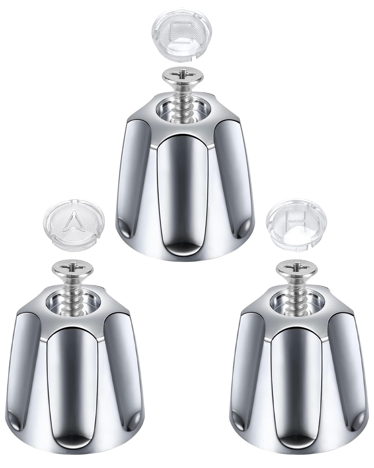 sousac 3 Set Shower Knob Replacement, Metal Bath Tub Shower Handle Include Hot/Cold/Diverter, Bathtub Faucet Handles Compatible with Price Pfister Verve for Remodeling Trim (Silver)